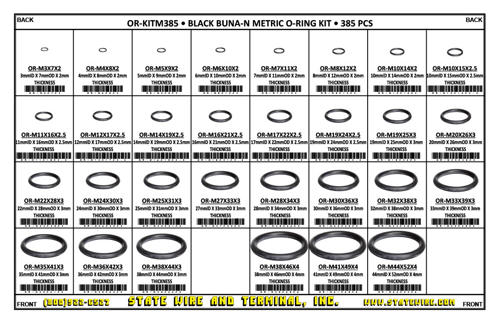 Black Buna-N Metric O-Ring Kit – 385 piece | State Wire