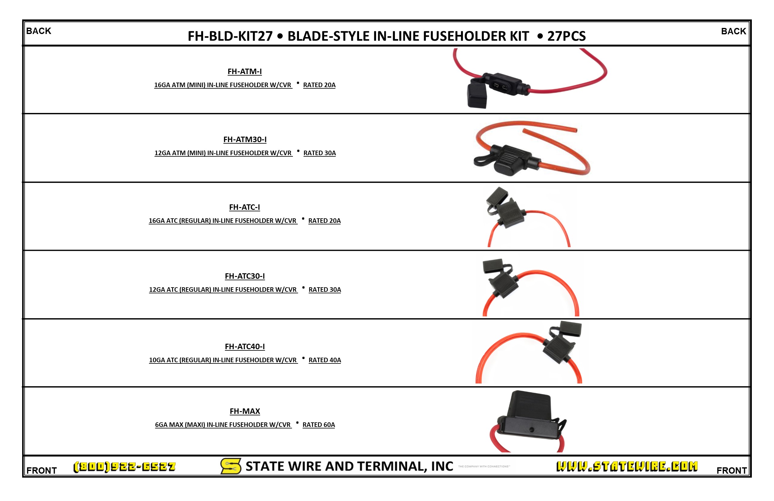Blade-Style In-Line Fuseholder Kit – 27 Pieces | State Wire
