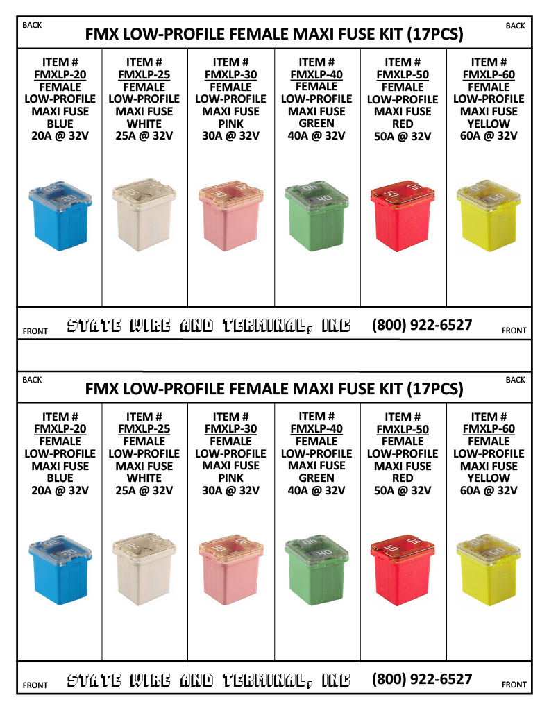 FMX Low-Profile Female Maxi Fuse 17 Piece Kit | State Wire