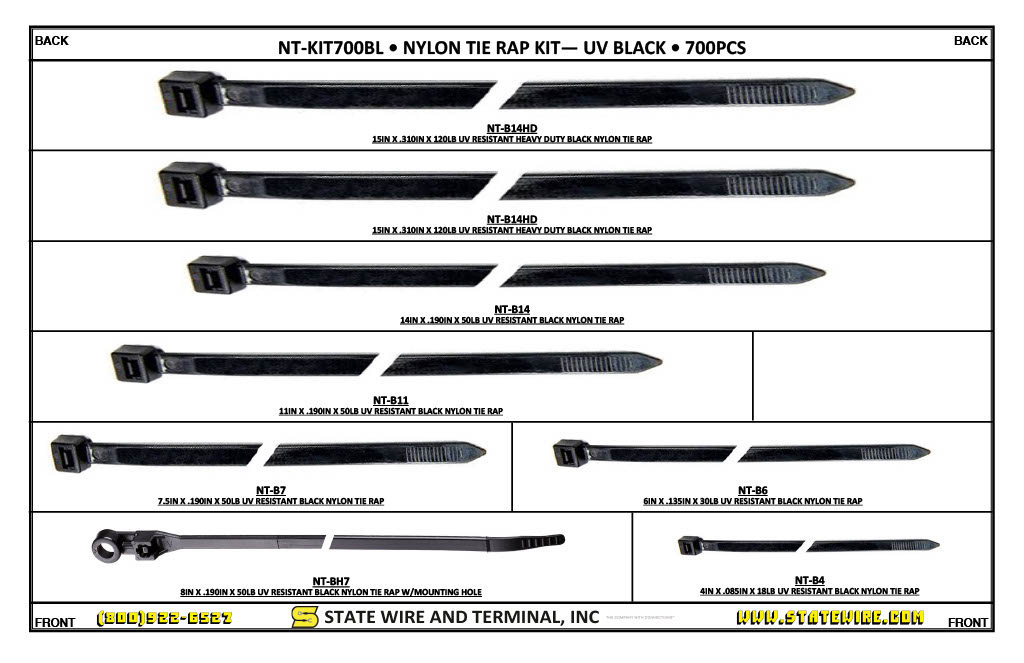 Black Nylon Tie-Rap Assortment | State Wire